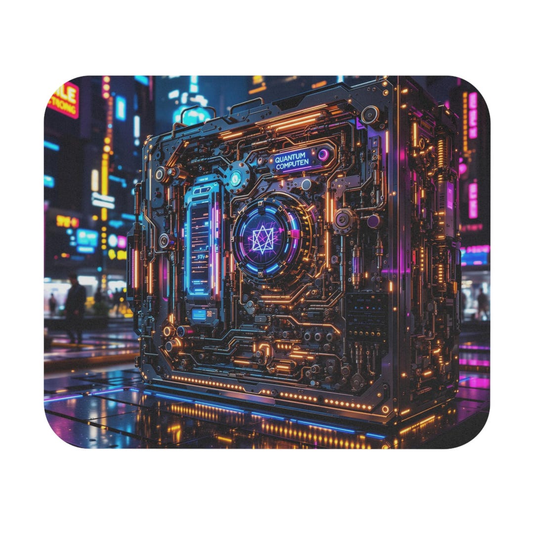 Cyberpunk Quantum Circuit Mouse Pad | Futuristic Neon Tech Desk Mat - Etsy