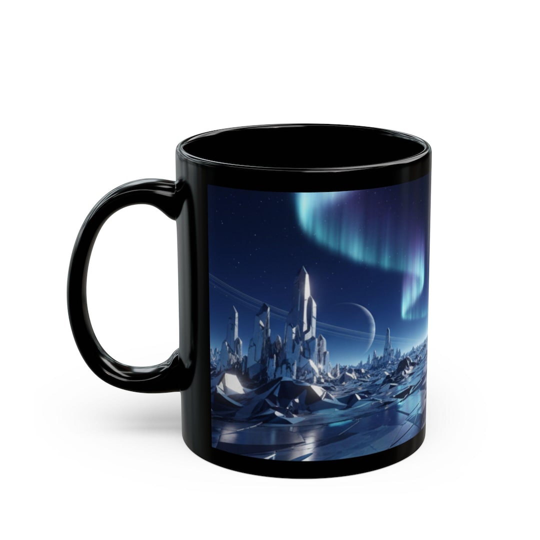 Cosmic Aurora Coffee Mug, Galactic Sci-fi Art, Black Ceramic - Etsy