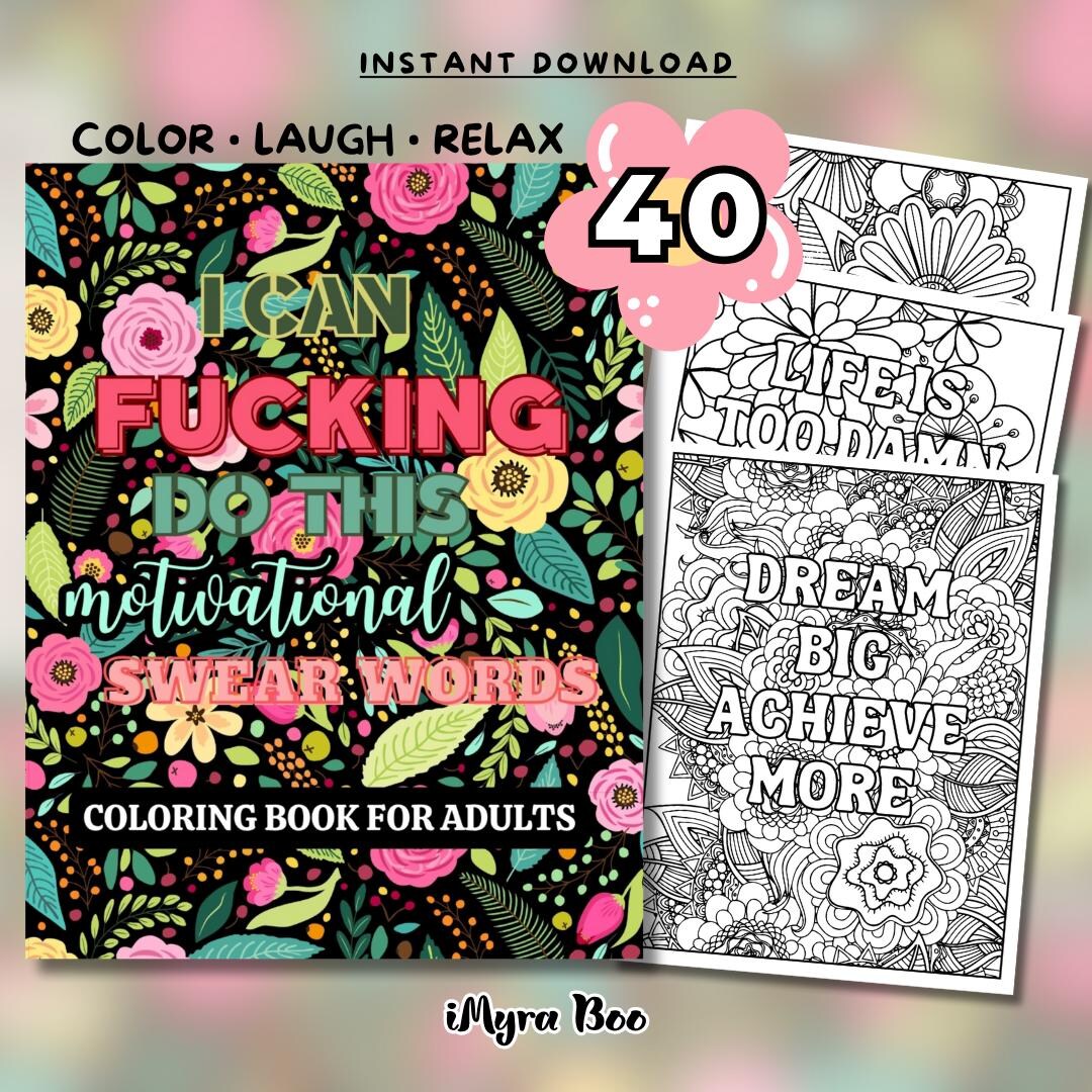 Funny Motivational Swear Words Coloring Book , Floral Cuss Words for ...