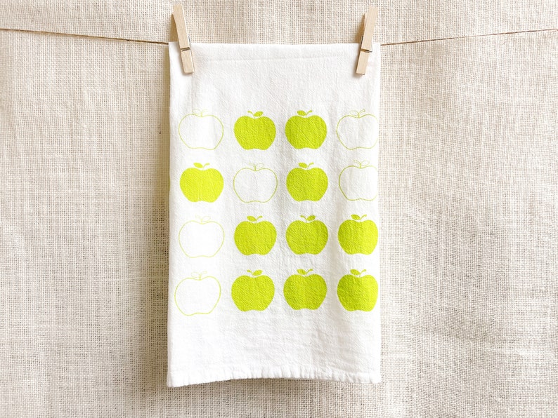 Green Apple Flour Sack Dish Towel - Etsy