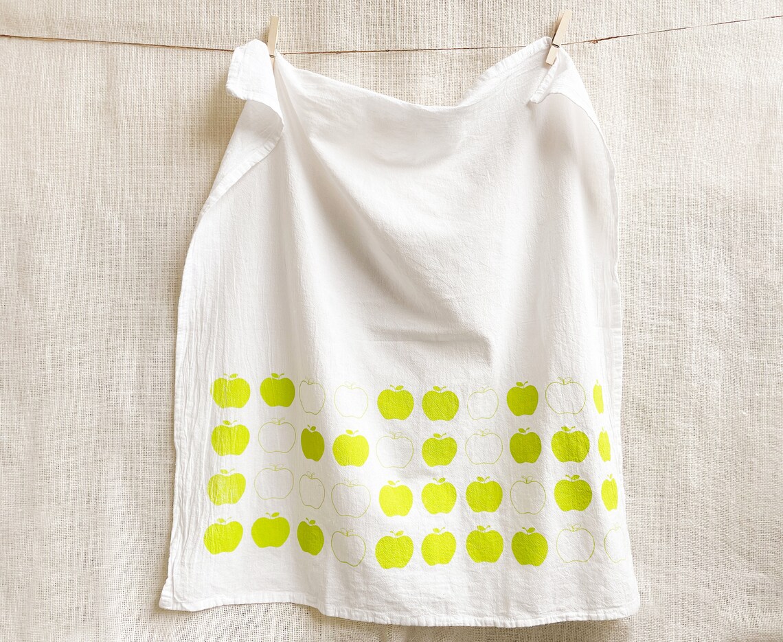 Green Apple Flour Sack Dish Towel - Etsy