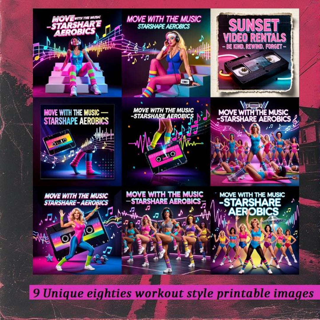 Neon Pulse: the Ultimate 1980s Aerobics Retro Fitness Art Pack - Ai ...