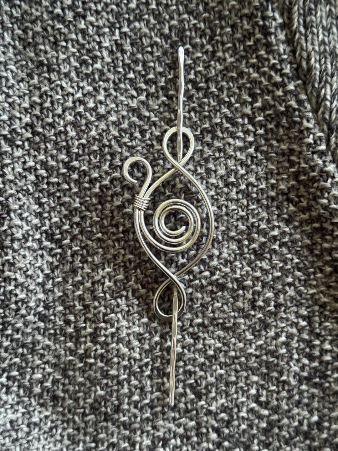 Textured Aluminum Shawl Stick, Lightweight Metal Scarf Pin, Minimalist ...