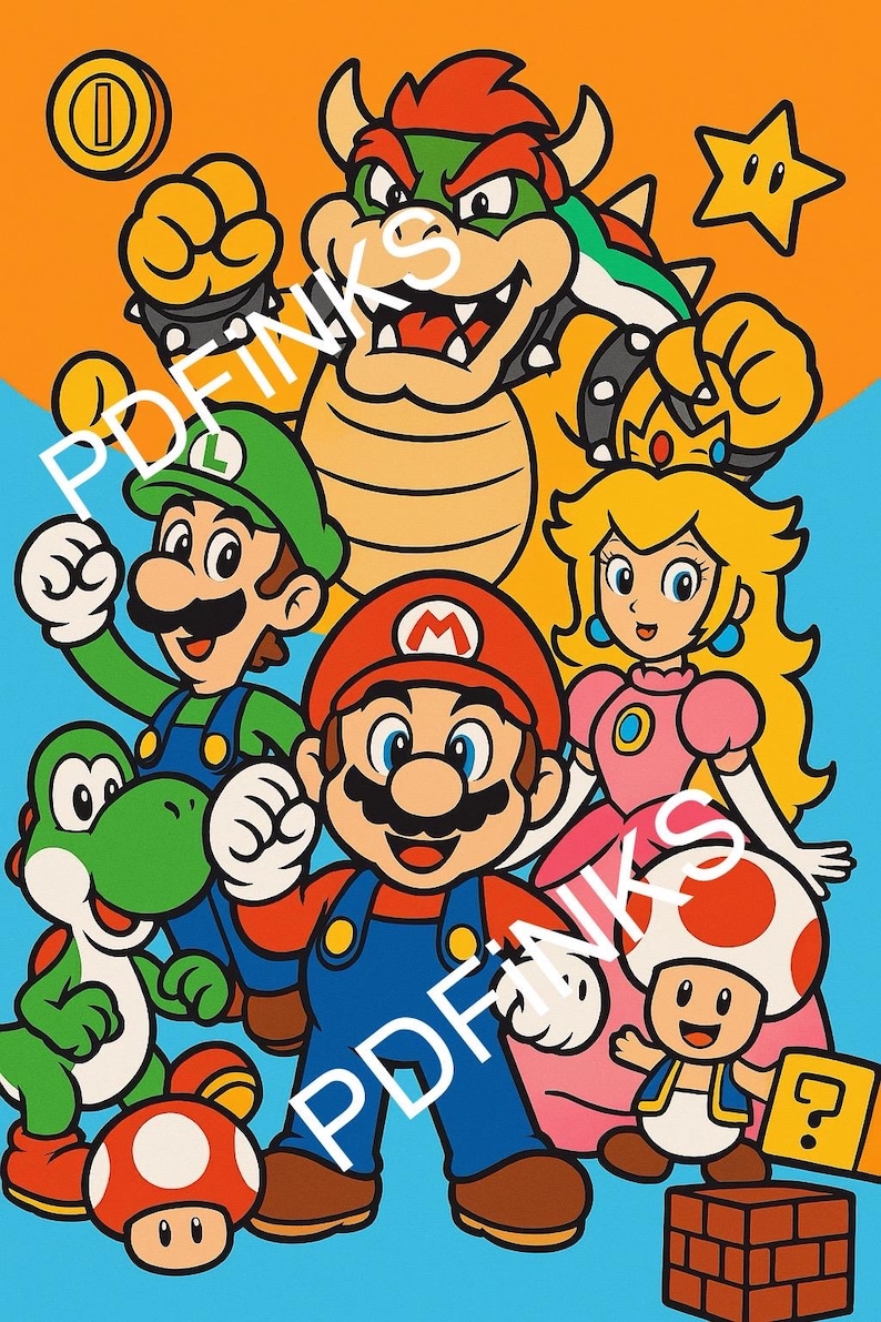Super Mario Bros. Printable Poster: Playful Kids Room Decor (digital ...