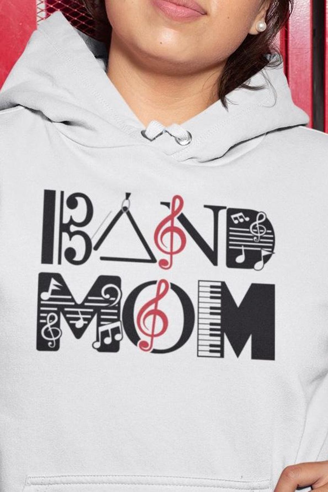 Band Mom Hoodie | Musical Notes Typography, Treble Clef Design - Etsy