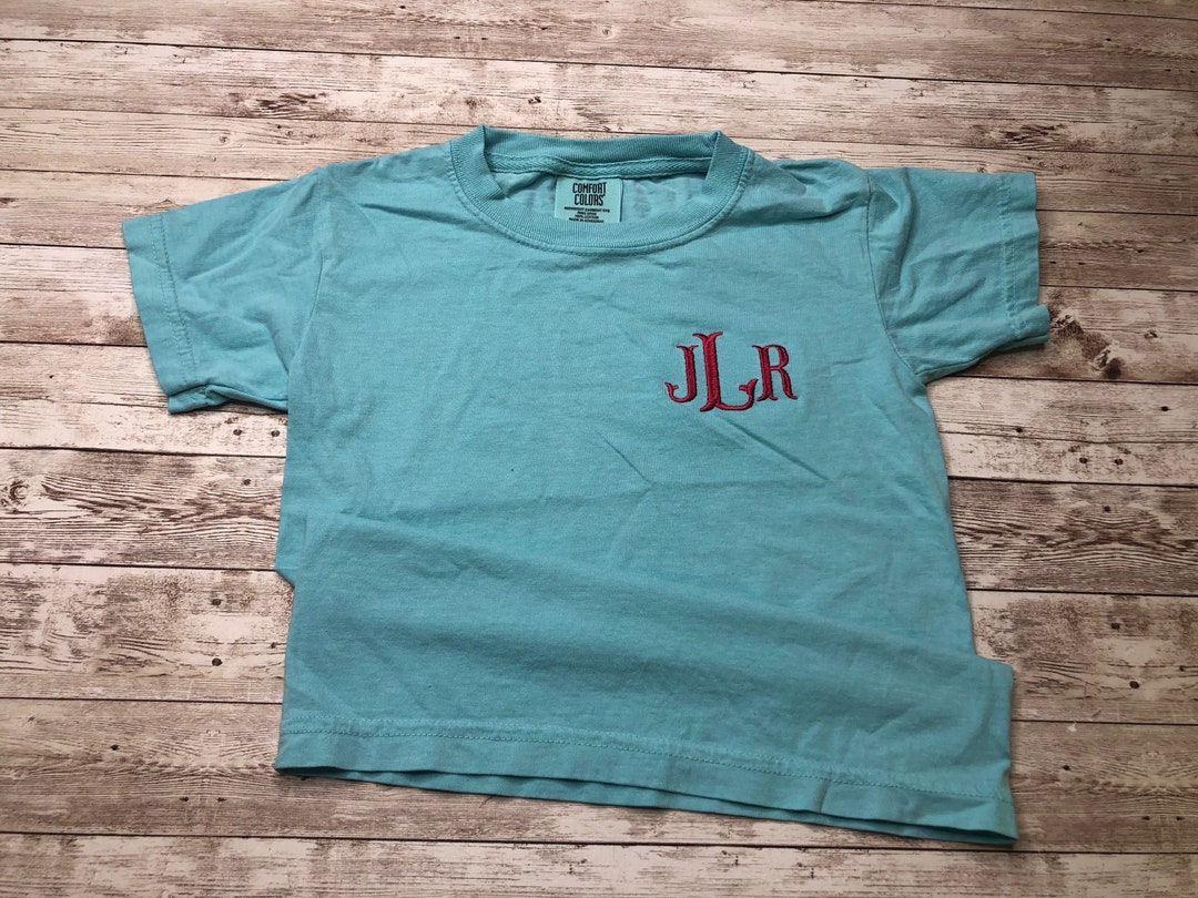 Youth Embroidered Monogram Comfort Colors Tee - Etsy