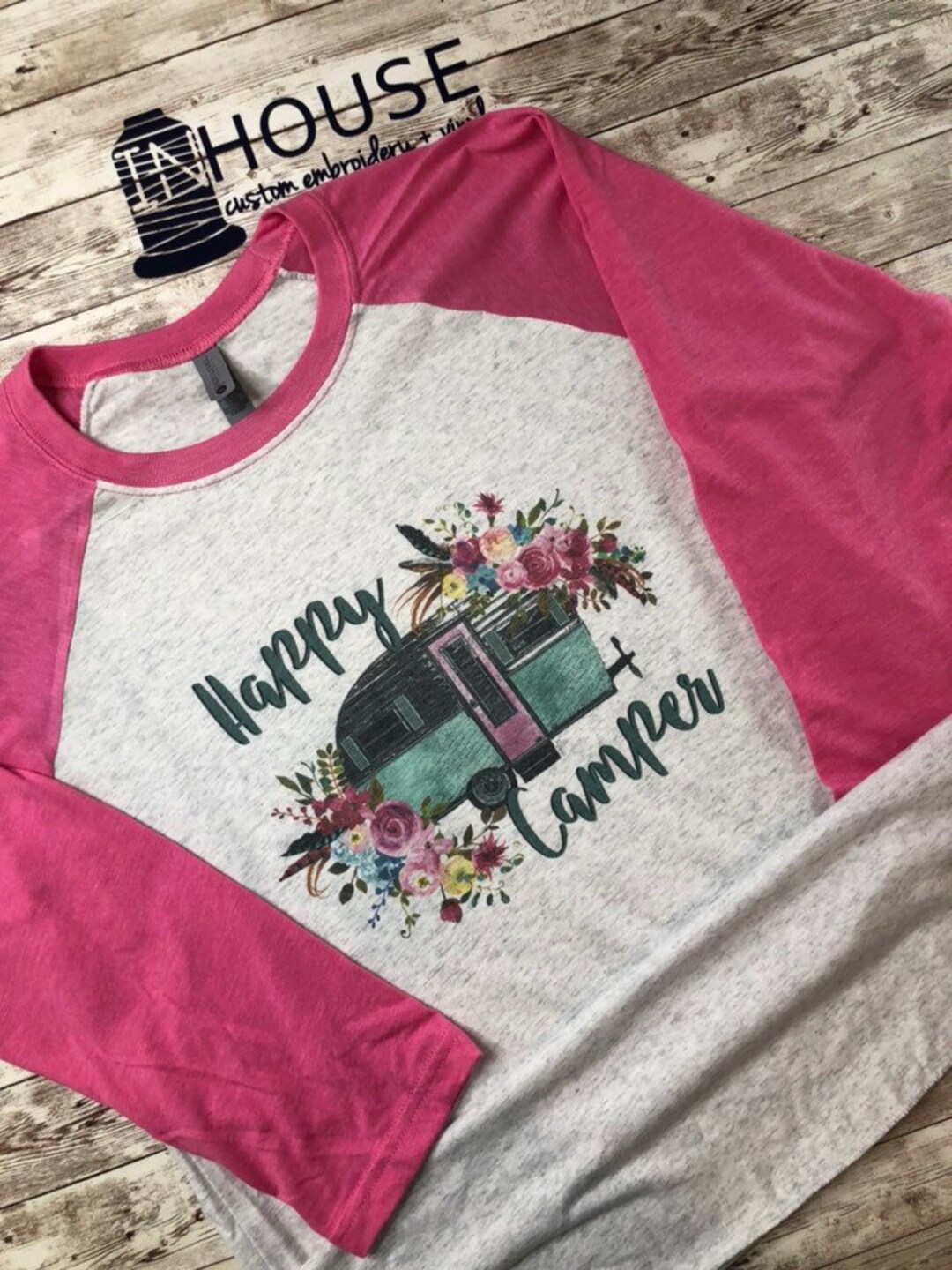 Happy Camper Baseball Raglan Shirt | FREE SHIPPING | Raglan Baseball ...