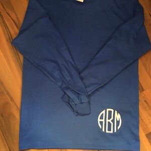 Monogram Long Sleeve Shirt { Lower Bottom Monogram } EMBROIDERY - Etsy