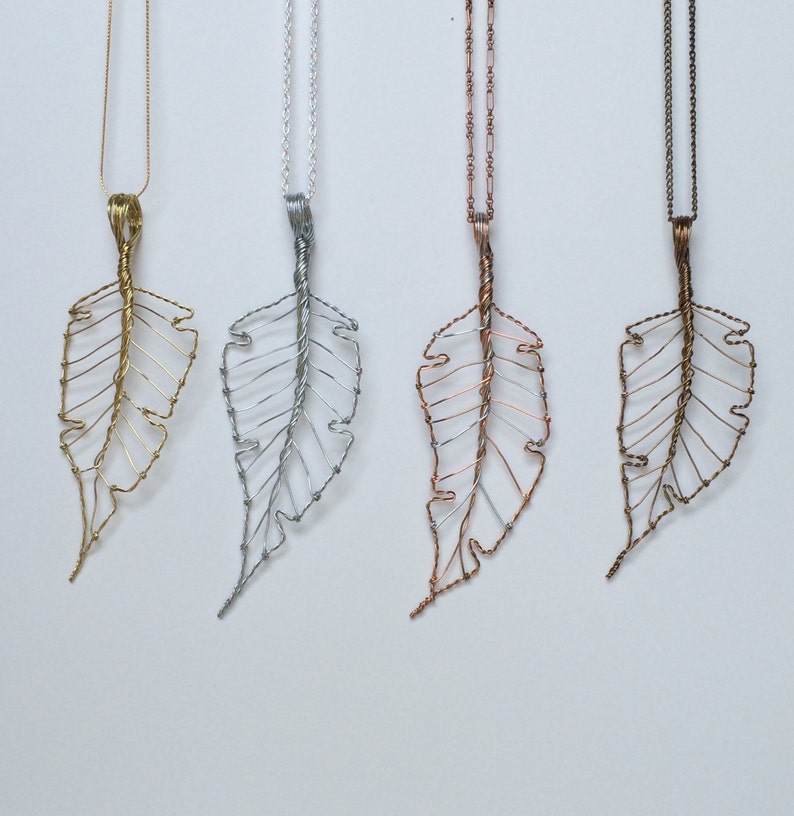 Twisted Wire Feather Necklace - Etsy