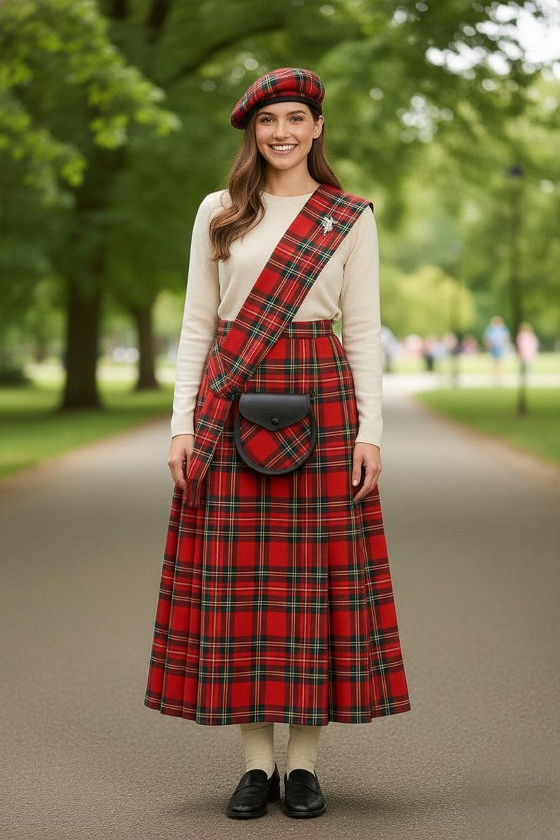 Women’s Tartan Maxi Skirt Outfit – Handmade Scottish Highland Dress Set ...