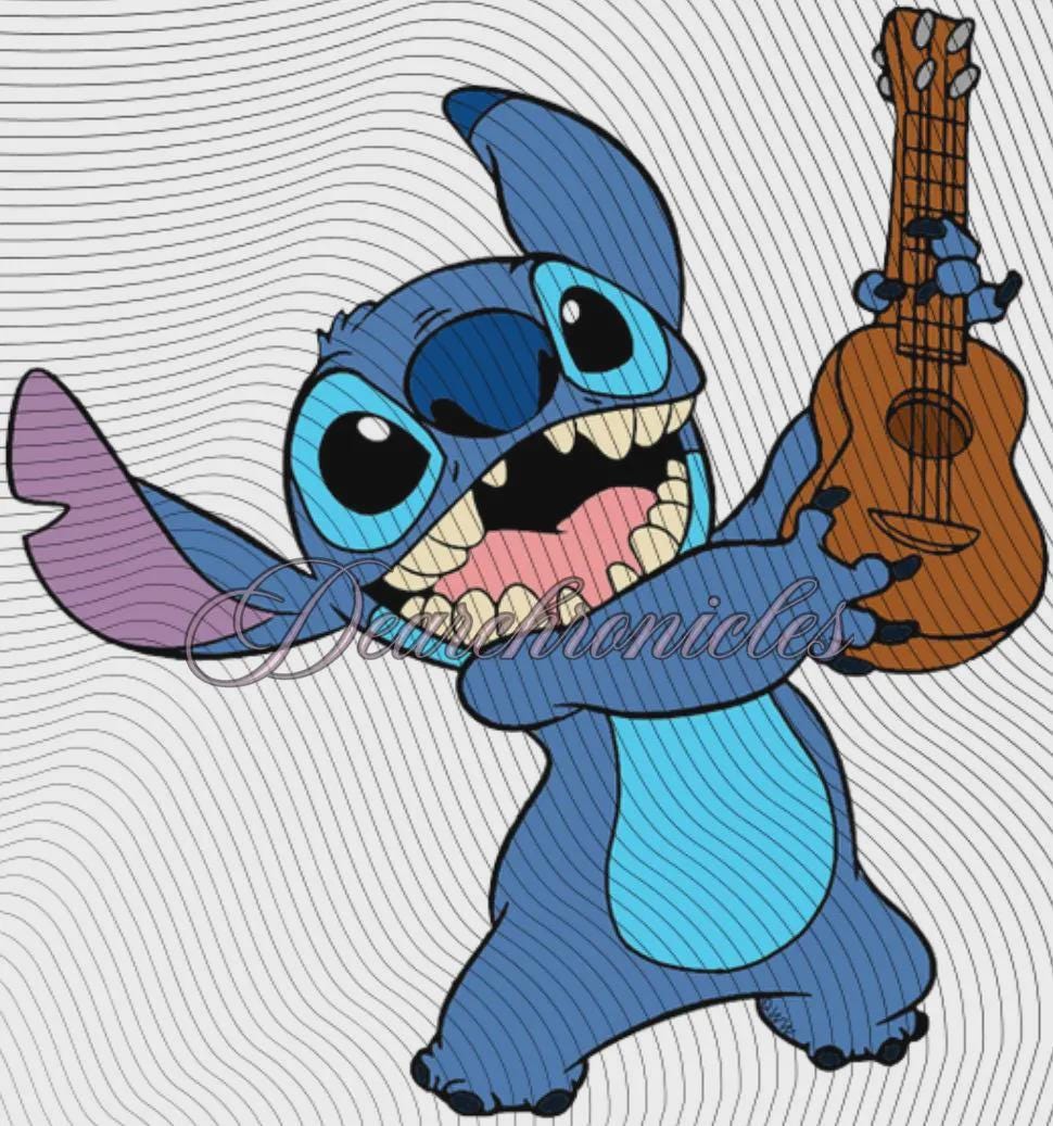 Stitch Holding a Ukulele Digital Sticker: Hand-drawn PNG, Svg, JPG, PDF ...