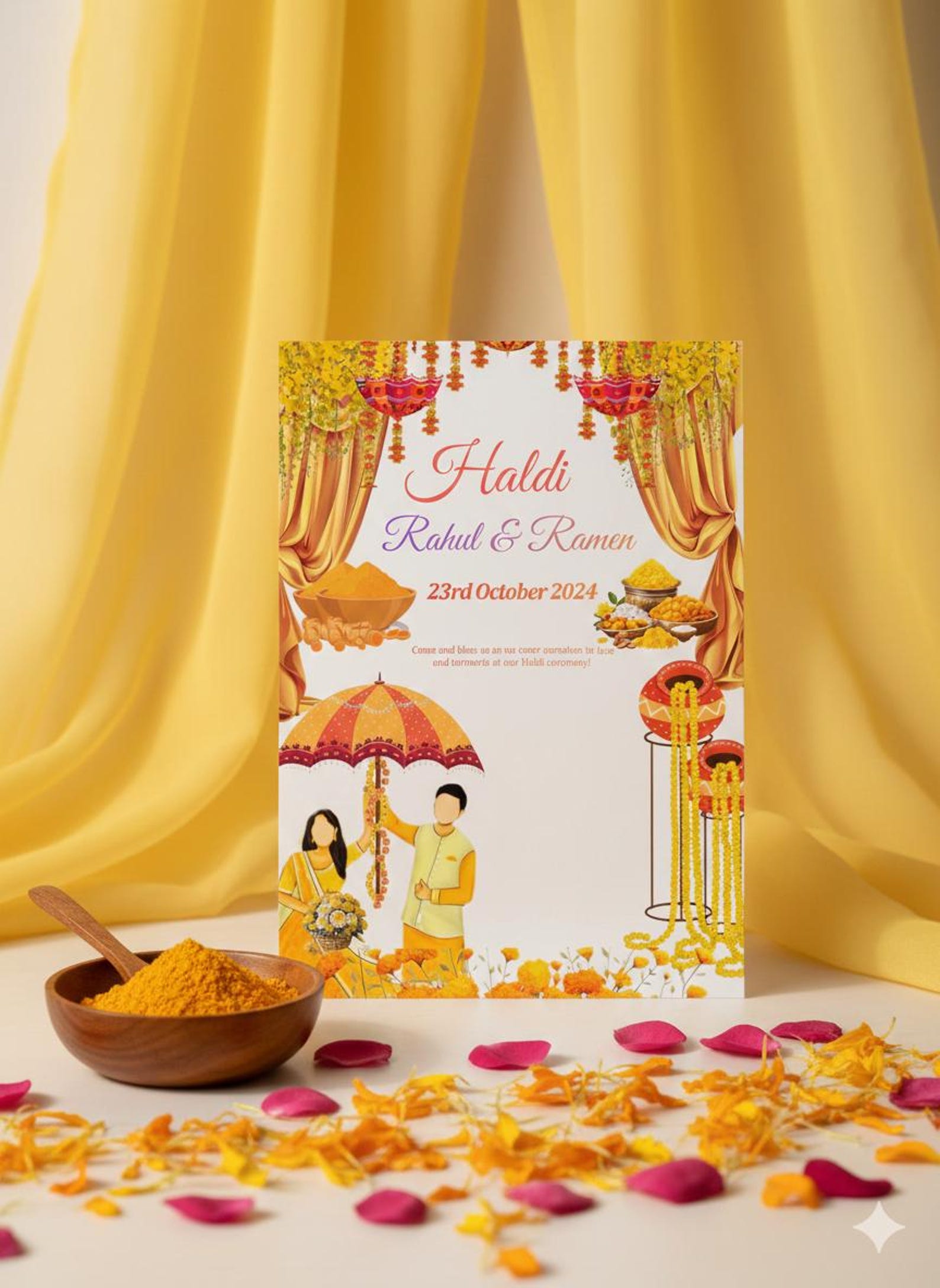 Editable Haldi Invitation | Mehndi Haldi Ceremony Card | Indian Wedding ...