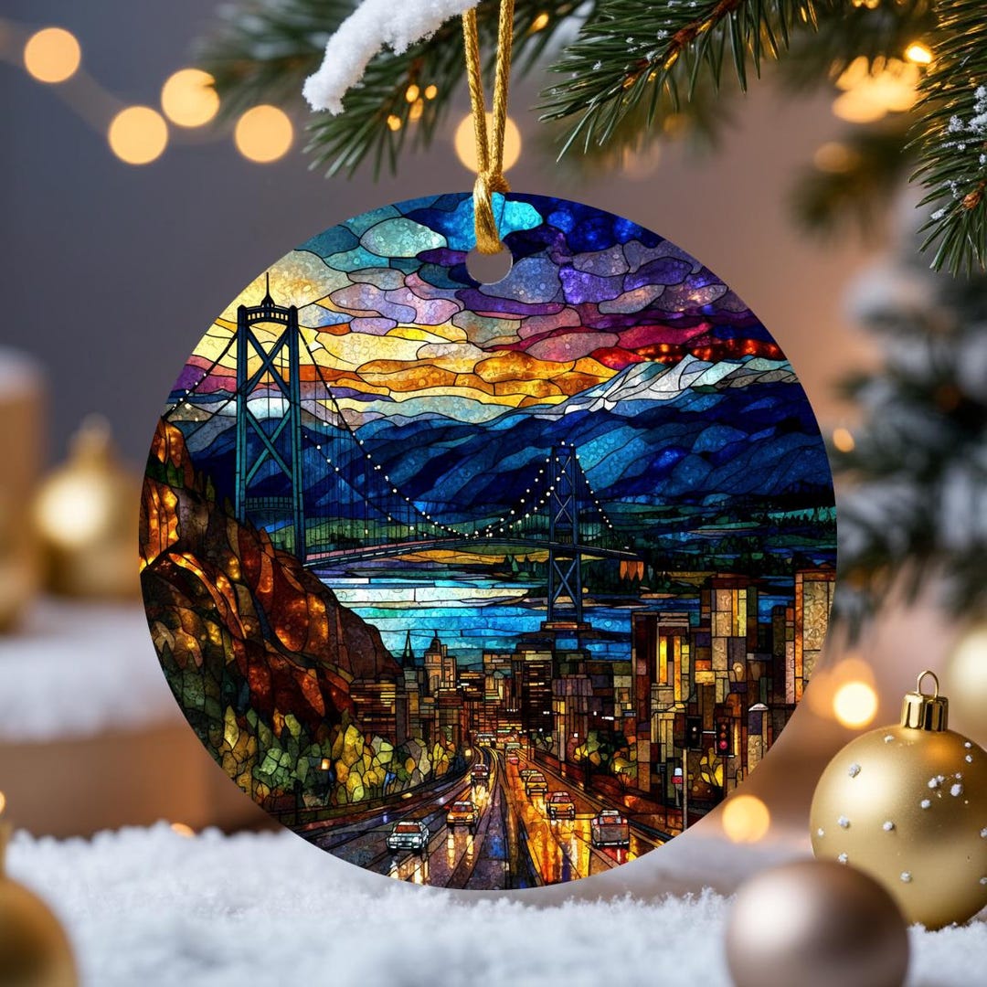 Vancouver Canada Ornament | Stained Glass Style | British Columbia ...