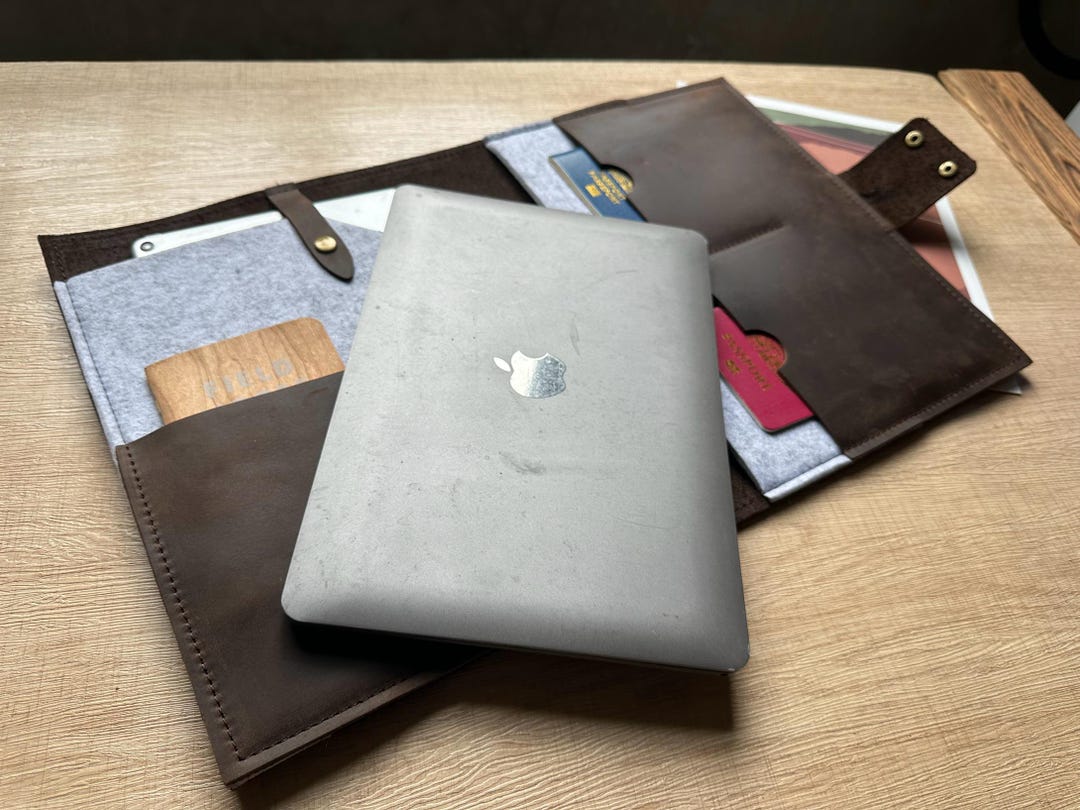 Custom Genuine Leather Surface Laptop Case Felt Sleeve: 13 15 Inch Pro ...
