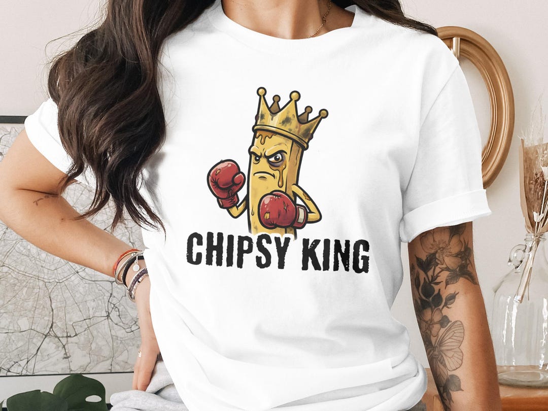 Chipsy King T-shirt, Funny Boxing Chip Art, Cartoon King Tee, Unique ...