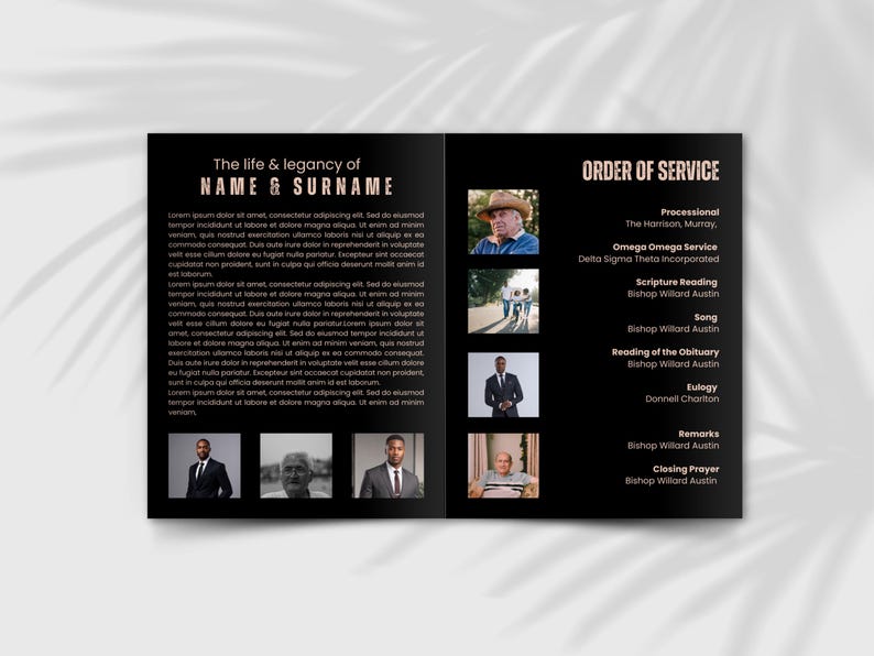 Magazine Obituary Template for Men Funeral Program Template Memorial ...