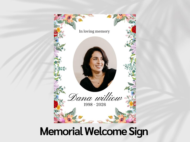 Floral Funeral Signs Template Celebration of Life Funeral Poster ...