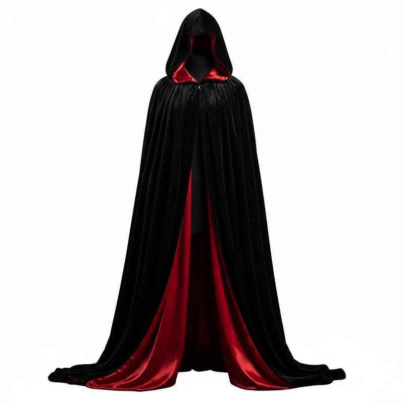 Satin Black Hooded Cape - Etsy