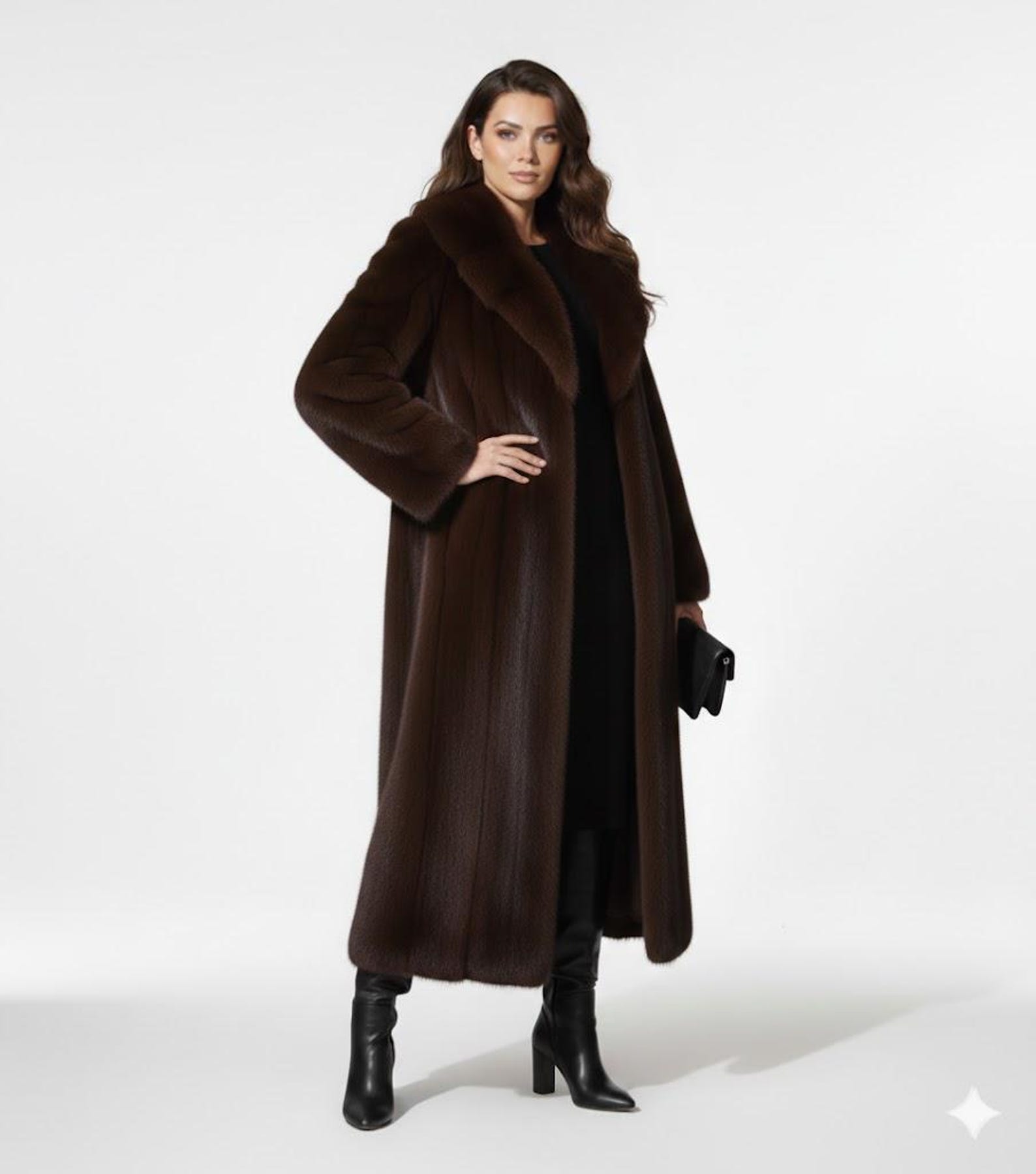 Women’s Dark Brown Long Mink Fur Coat – Luxury Winter Outerwear - Etsy