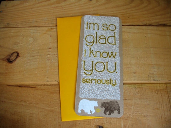 Greeting Card. i'm so Glad I Know You. | Etsy