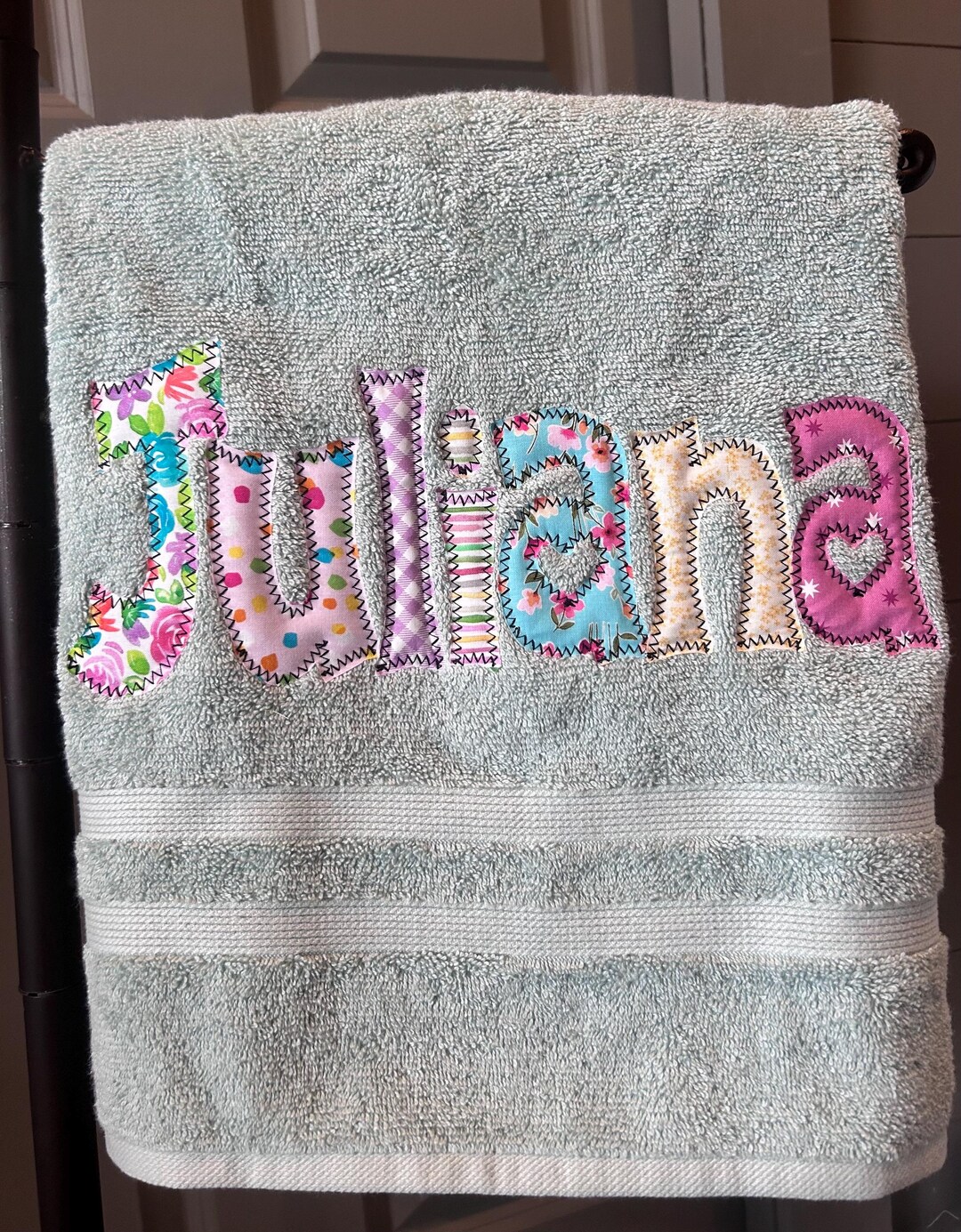 Applique Name Towel Nap Mat Cover Personalized Bath Towel Great Gift ...