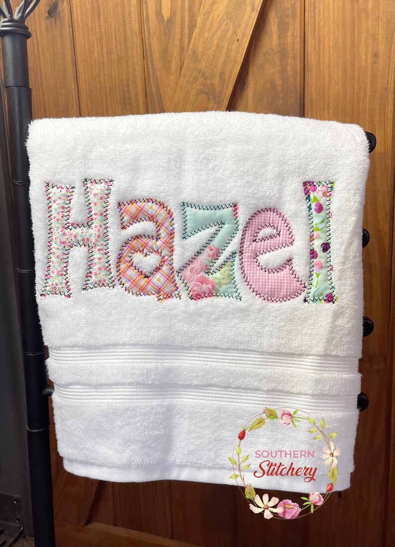 Applique Name Towel Girls Personalized Bath Towel Great Girls Christmas ...