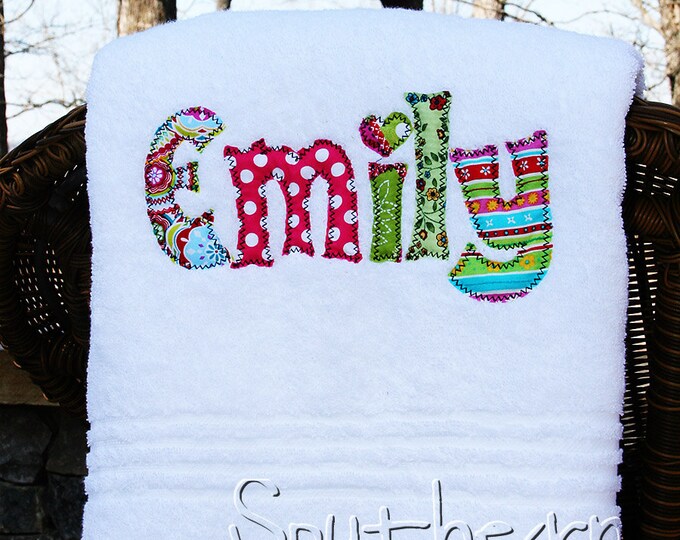 Applique Name Towel Personalized Bath Towel Great Gift for Kids ...