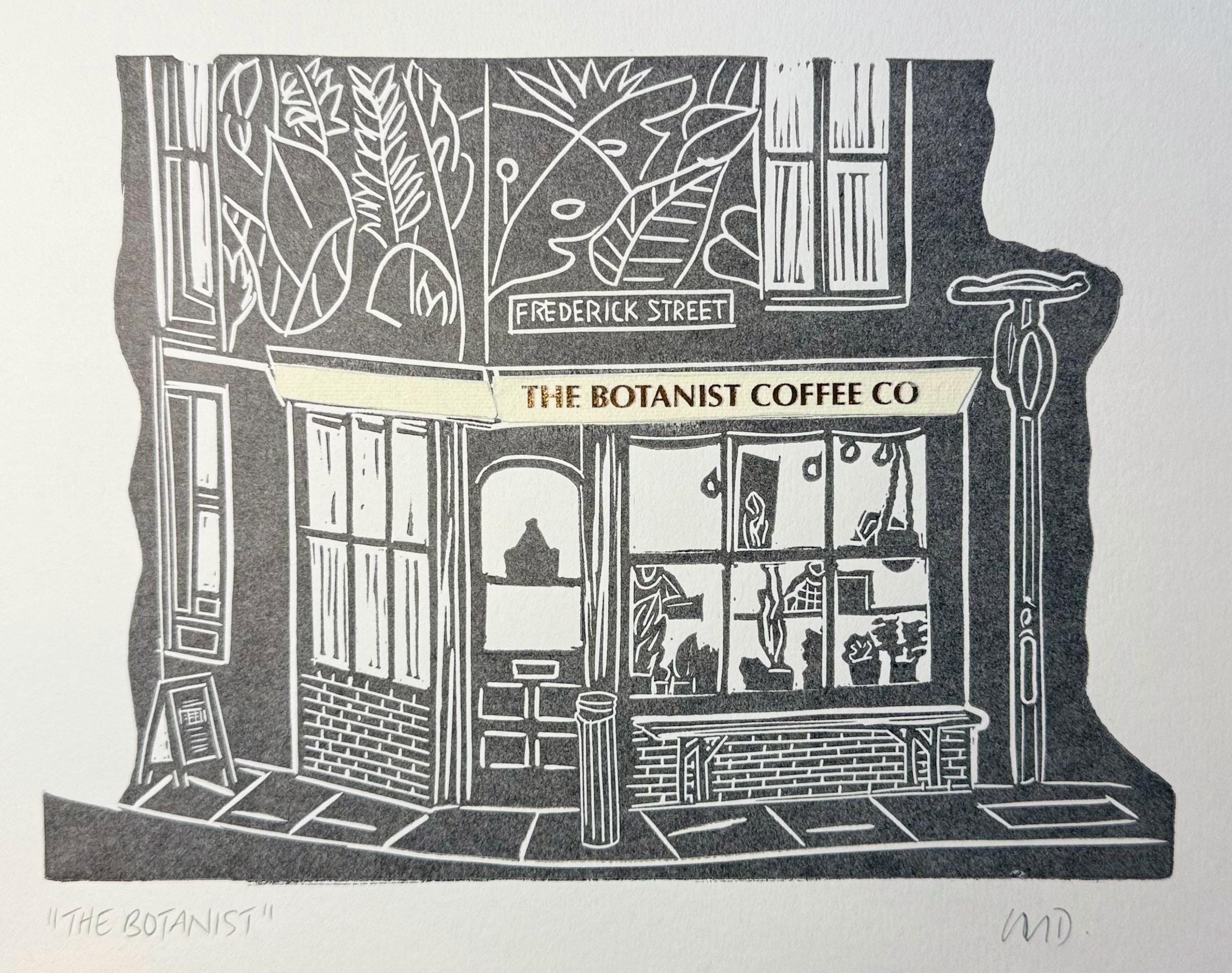 Hand‑printed - the Botanist Coffee Shop – Lino Block | Brighton Shop ...