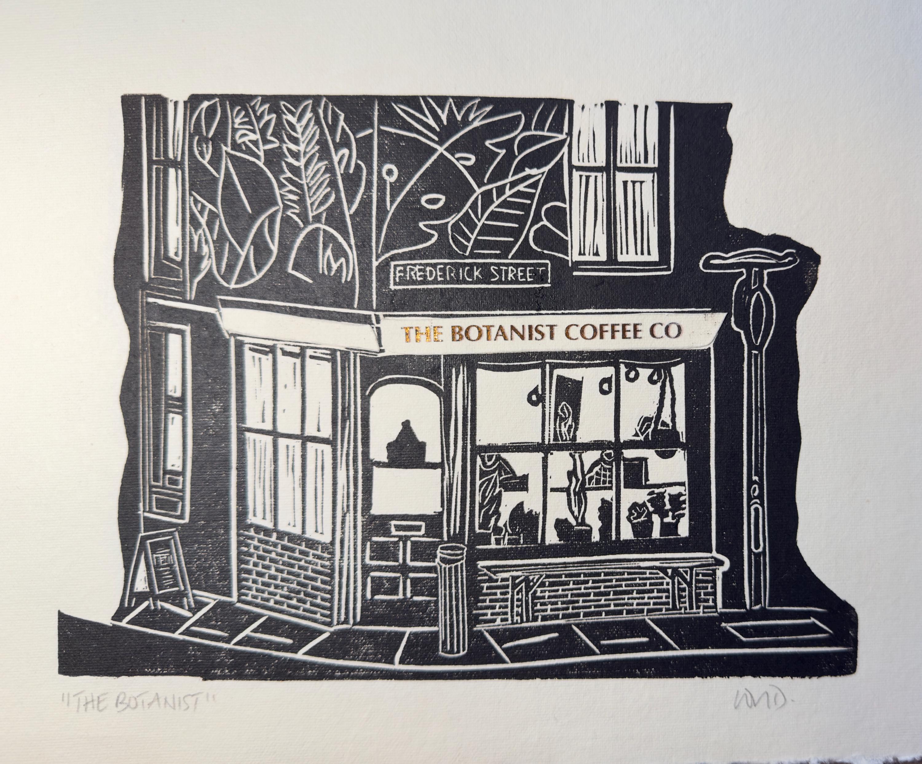 Hand‑printed - the Botanist Coffee Shop – Lino Block | Brighton Shop ...