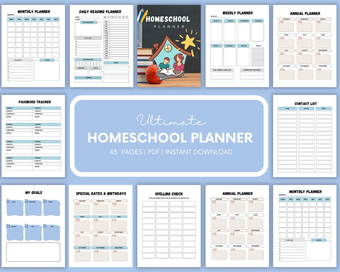 Homeschool Planner Printable | Editable Student Schedule & Lesson ...