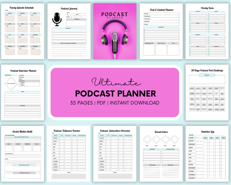 Podcast Planner Printable | 35 Page Episode Organizer for Content ...