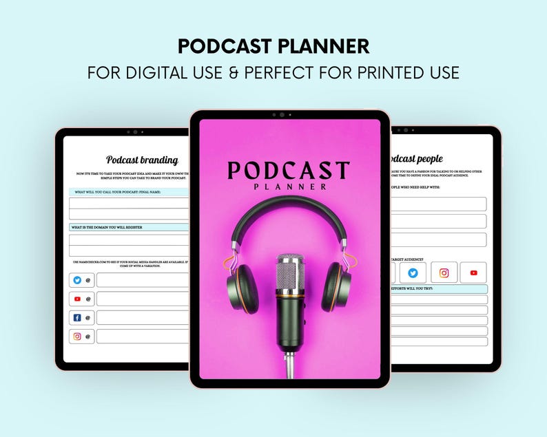 Podcast Planner Printable | 35 Page Episode Organizer for Content ...