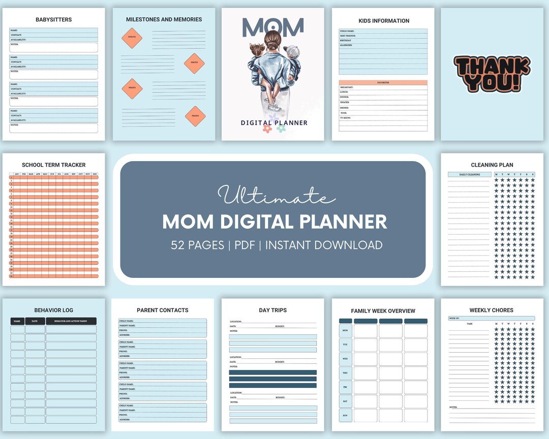 Digital Mom Life Planner, Home Management, Family Organizer (digital ...
