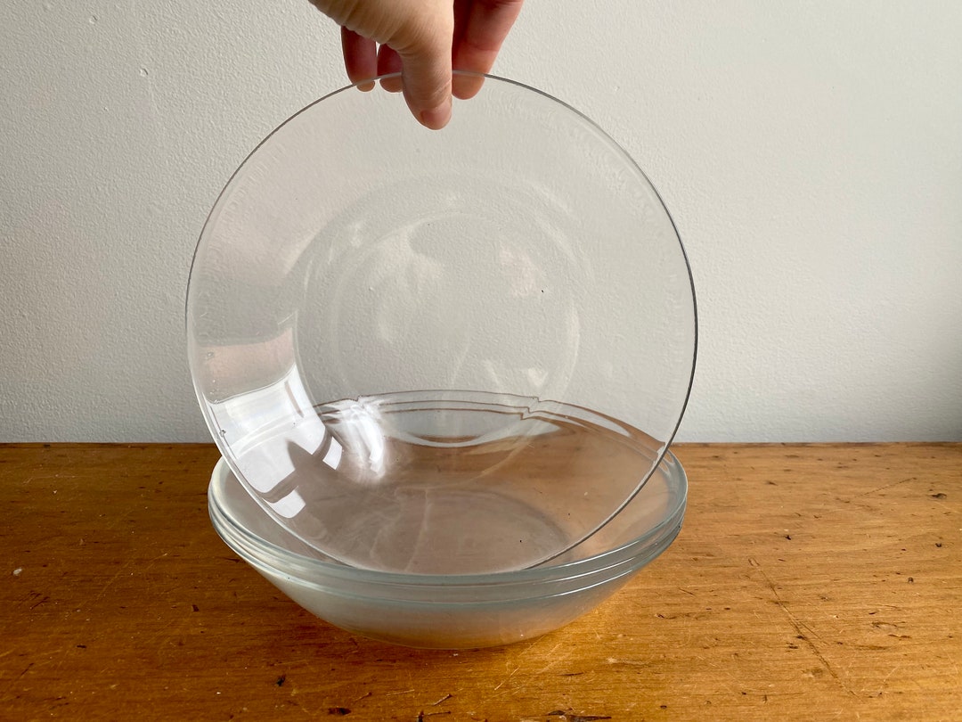 Vintage Arcoroc France Clear Glass Large Bowl Set Of 4 Etsy