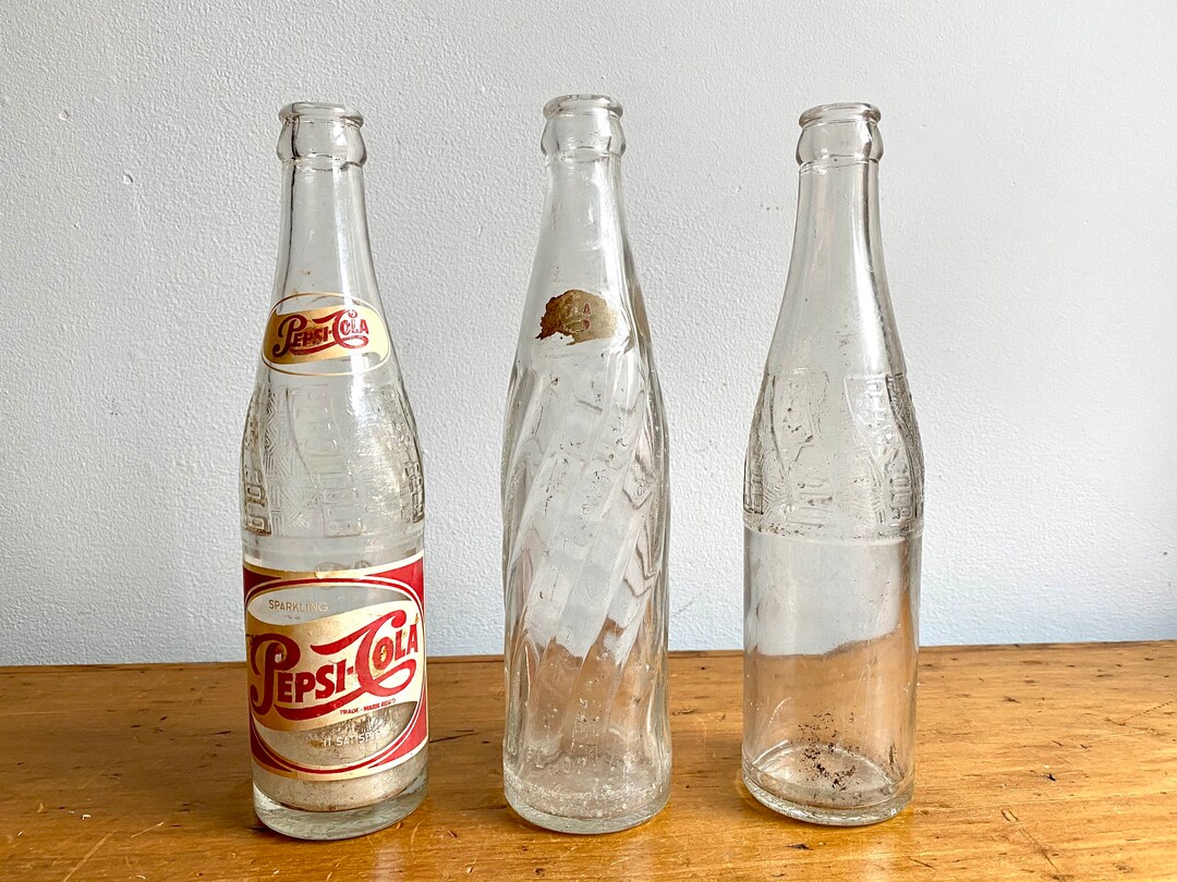 Vintage Clear Pepsi Bottle Set of 3 1940s - Etsy