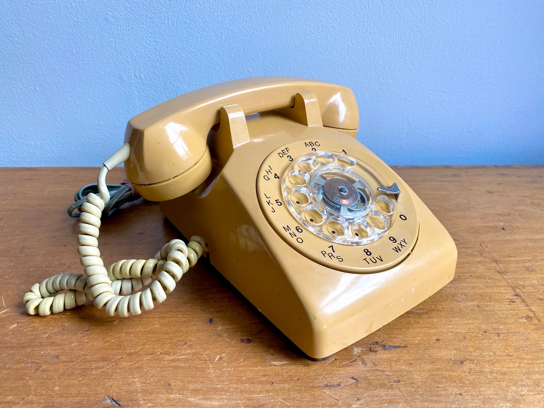 Vintage Yellow Rotary Phone Harvest Gold - Etsy