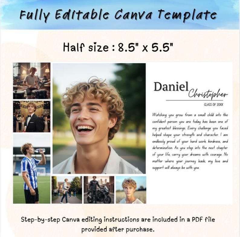 Senior Yearbook Template for Son | Graduation Memory Page Set ...