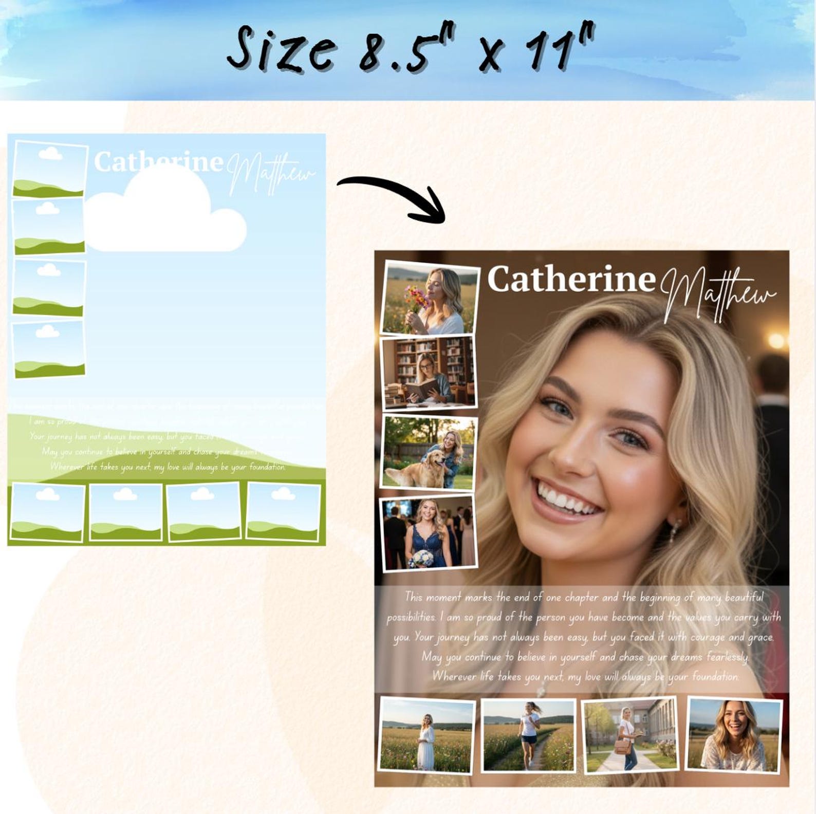 Senior Yearbook Template for Daughter | Editable Canva Graduation ...