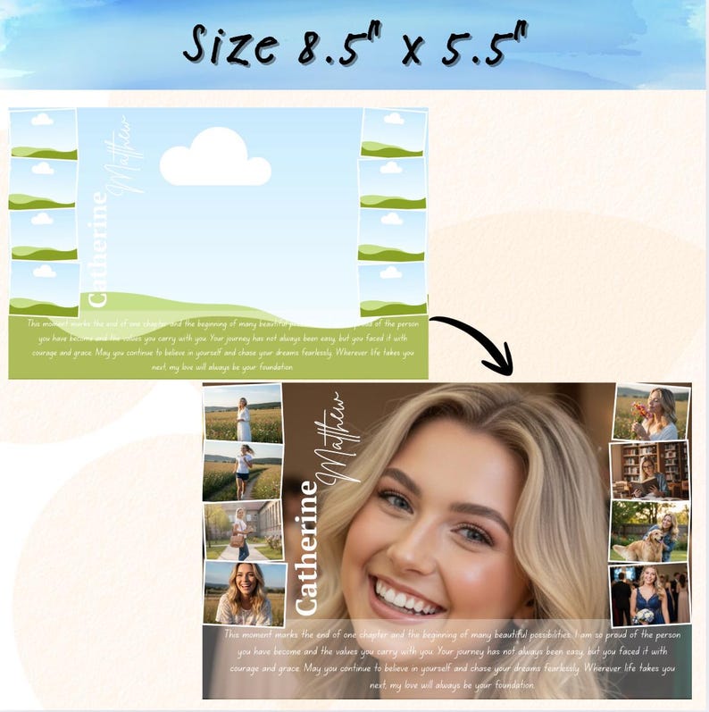 Senior Yearbook Template for Daughter | Editable Canva Graduation ...