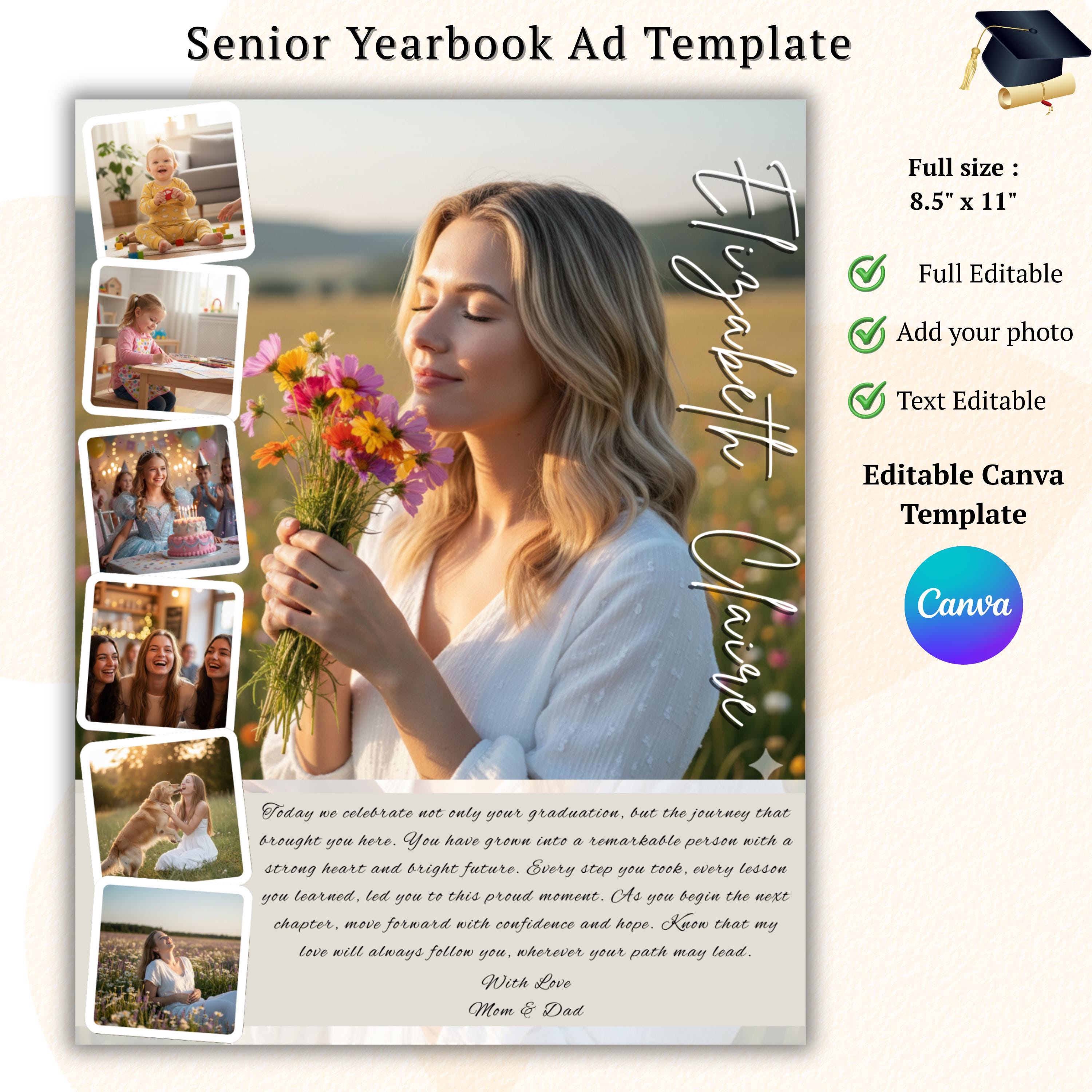 Full Page Senior Yearbook Ad Template | Daughter Graduation, Parent ...