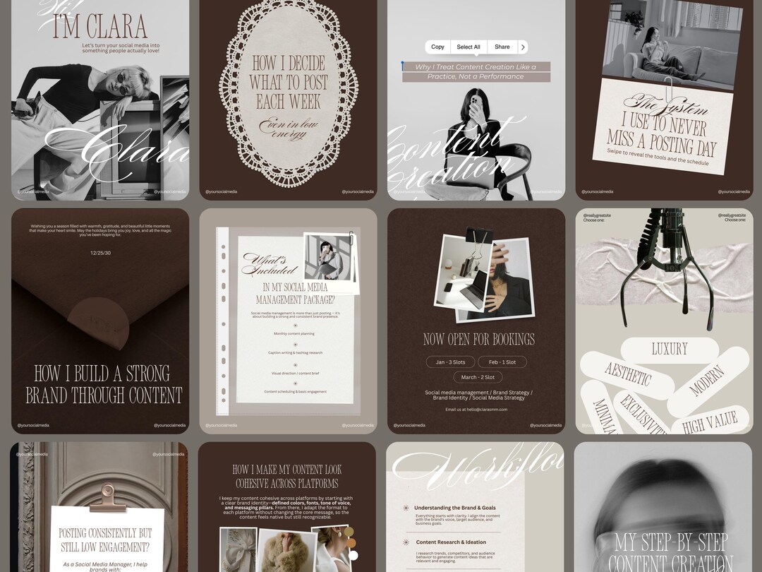 Luxury Instagram Post Templates | Canva Editable Social Media Bundle ...