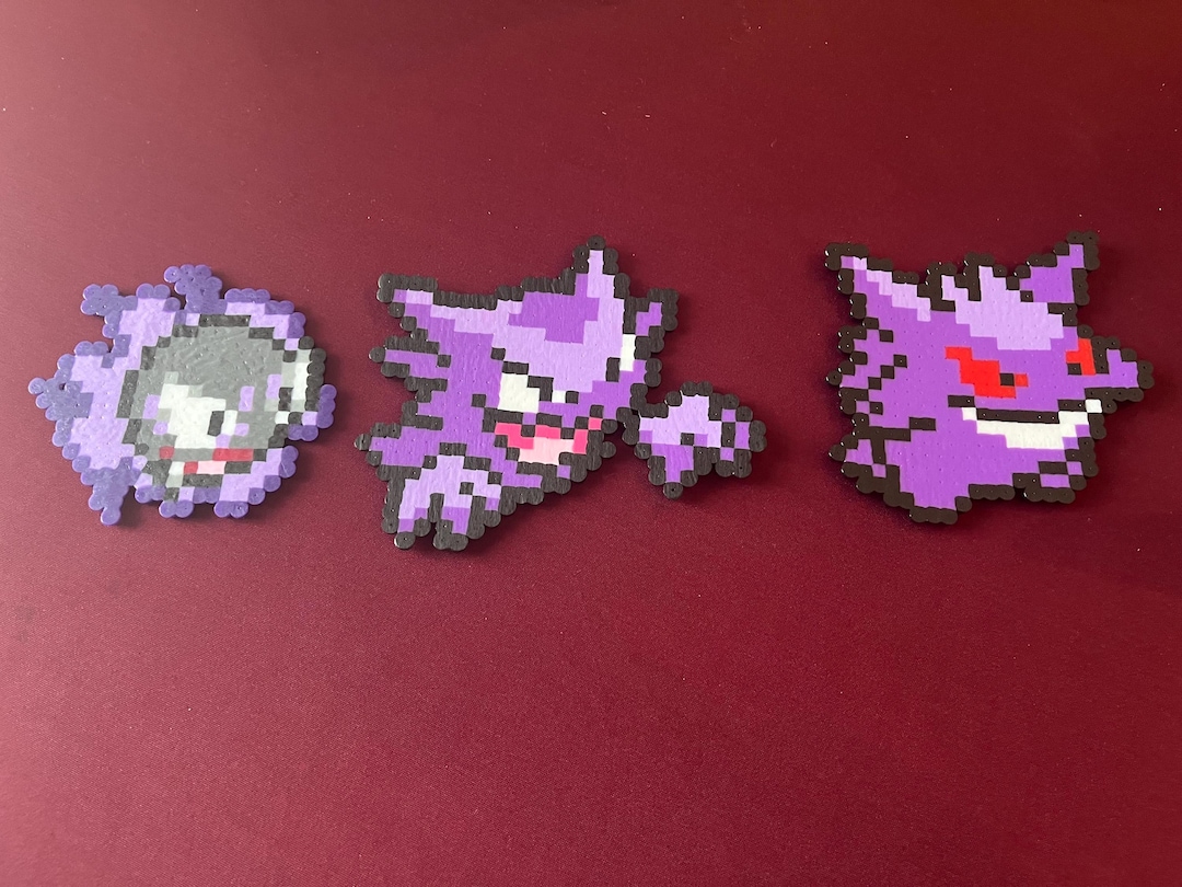 Gastly, Haunter, Gengar Perler Art! Handmade Pokémon-inspired Wall Art ...