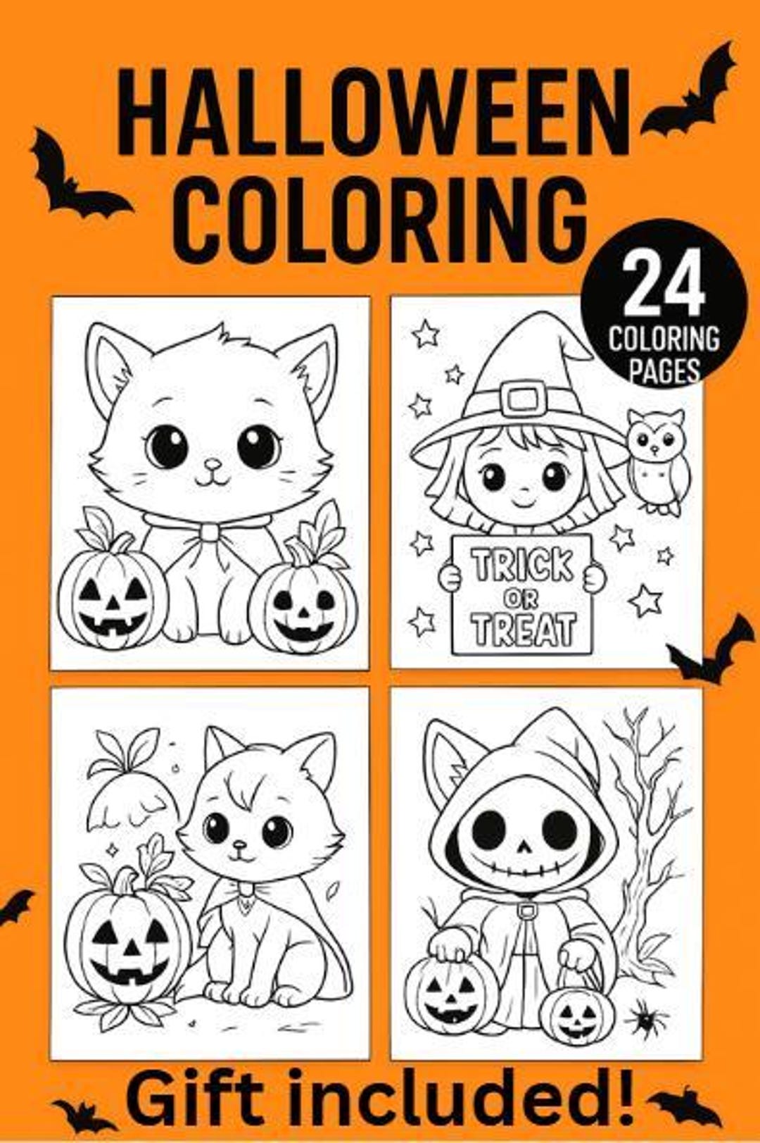 Coloriages D'Halloween, Livre De Coloriage Pour Halloween, Feuilles À ...