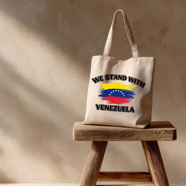 We Stand With Venezuela Tote Bag, Venezuela Flag Canvas Bag, Support ...