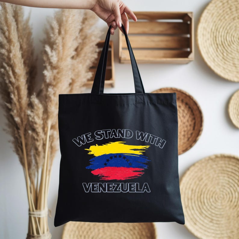 We Stand With Venezuela Tote Bag, Venezuela Flag Canvas Bag, Support ...