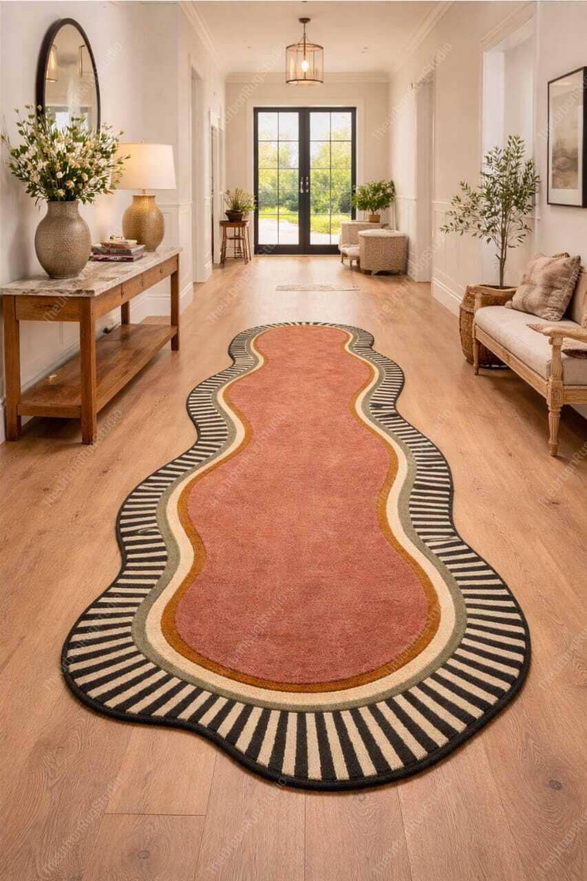 Terracotta Curved Stair Runner | Custom Wavy Staircase Carpet - Etsy