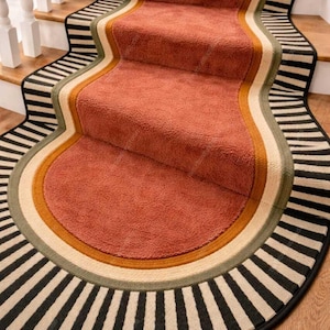 Terracotta Curved Stair Runner | Custom Wavy Staircase Carpet - Etsy