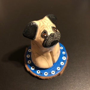 Clay-9, Pug Dog Figurine, Gift for Dog Lovers or Pug Collectors, Pet ...