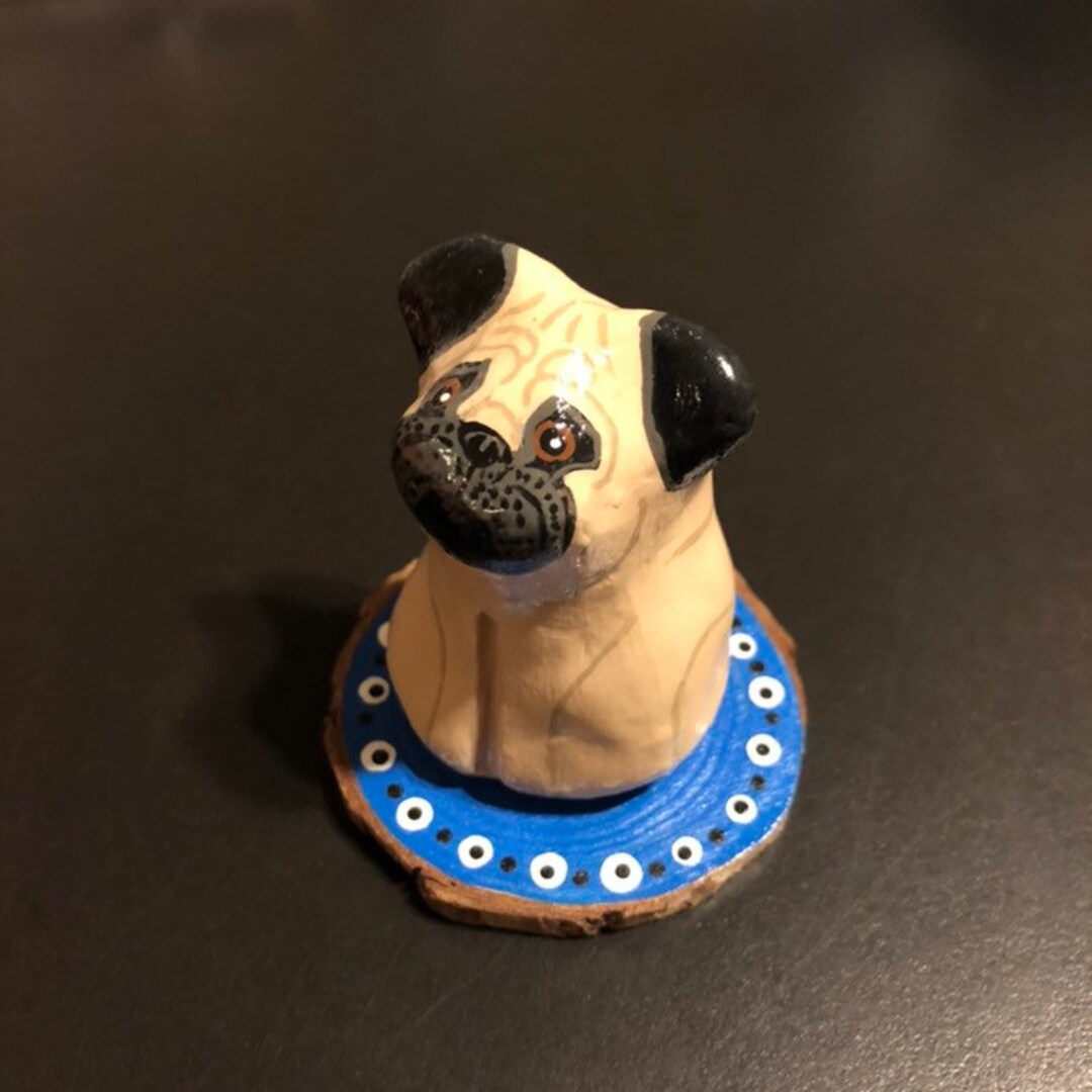 Clay-9, Pug Dog Figurine, Gift for Dog Lovers or Pug Collectors, Pet ...