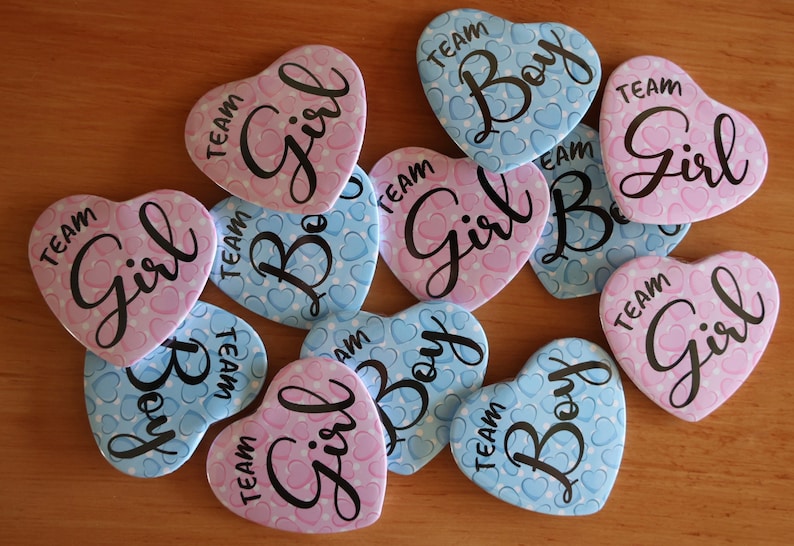 Heart Shaped Gender Reveal Buttons (set of 12) - Etsy